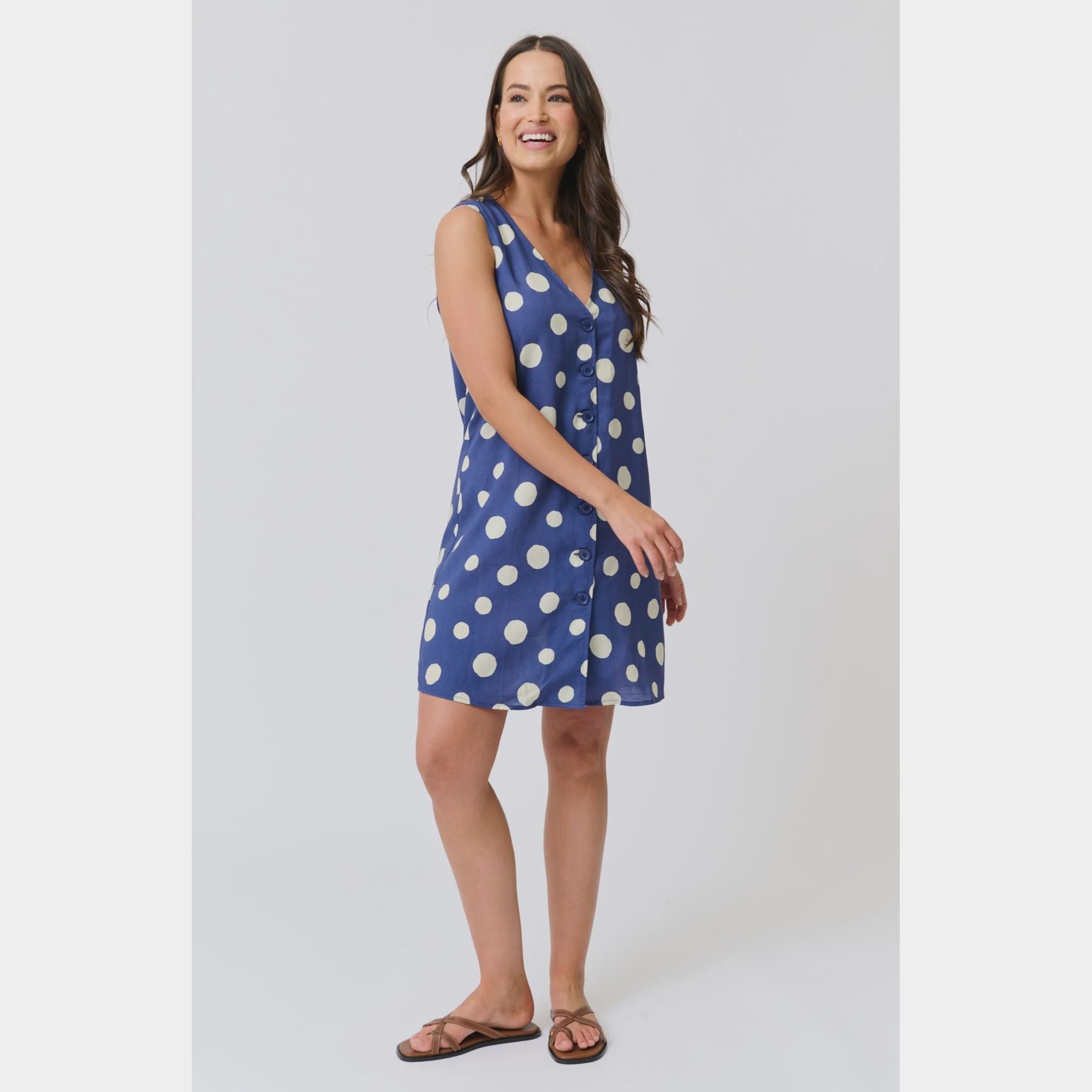 Selena Mini Dress Navy Spot – The White Place